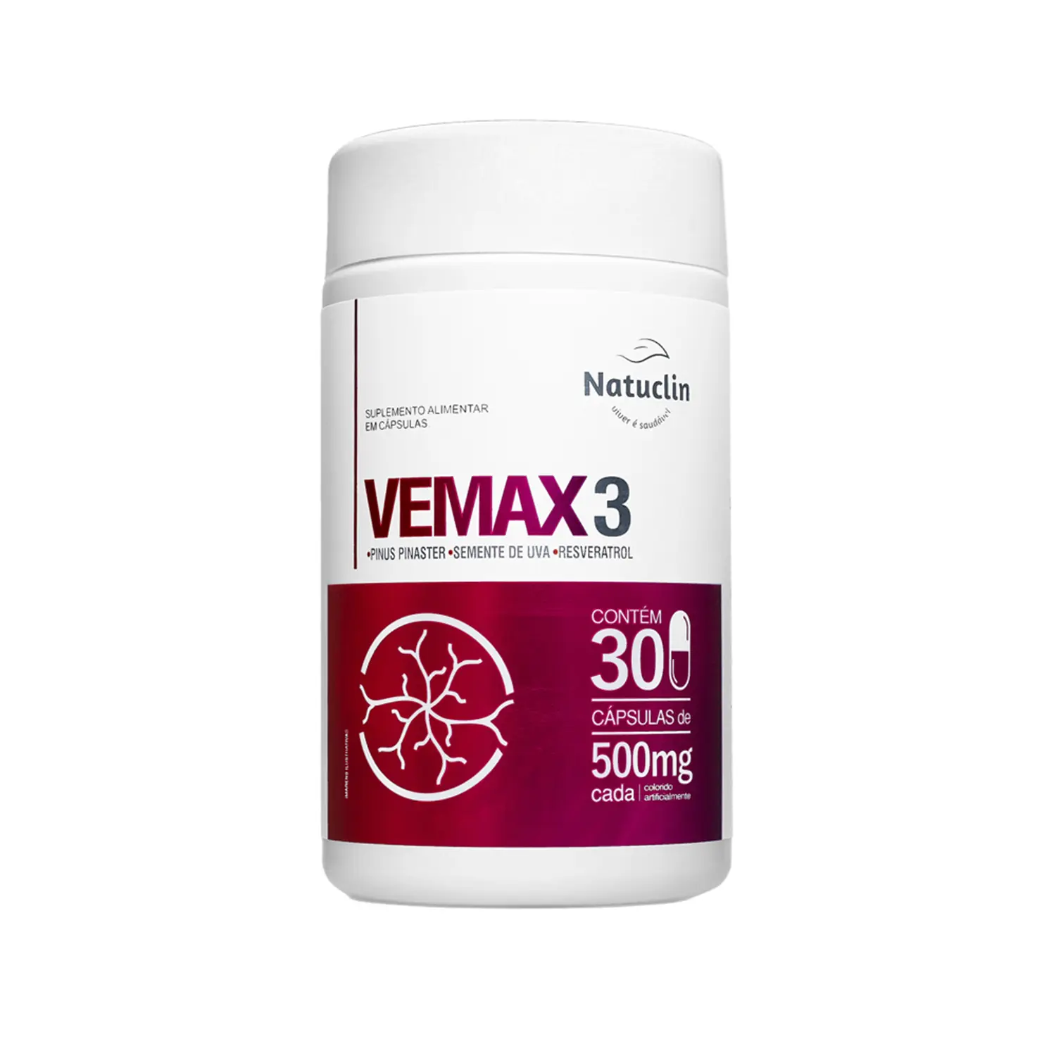Vemax 3 - 30 cápsulas - 500mg | Natuclin - Natuclin | Viver é Saudável